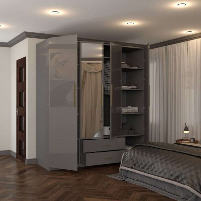 4 Door High Gloss Hinged Wardrobe - Sliding Wardrobes 4 u