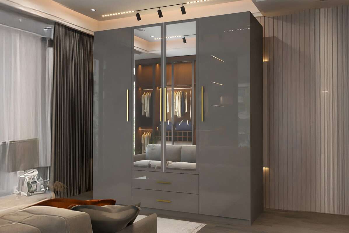 4 Door High Gloss Wardrobe Wowcher - Sliding Wardrobes 4 u