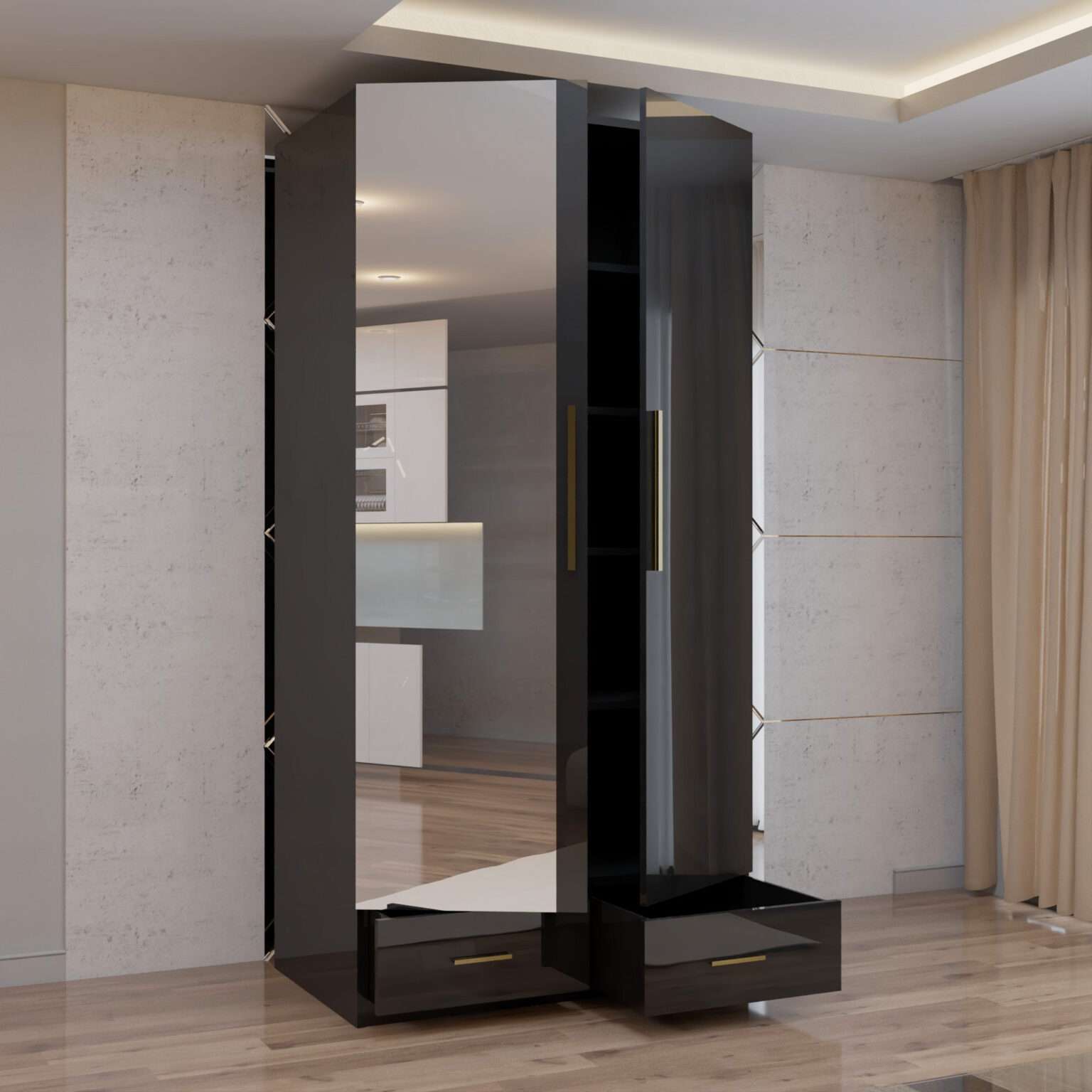 2 Door High Gloss Hinged Door Wardrobe (3rd Branding) - Sliding ...
