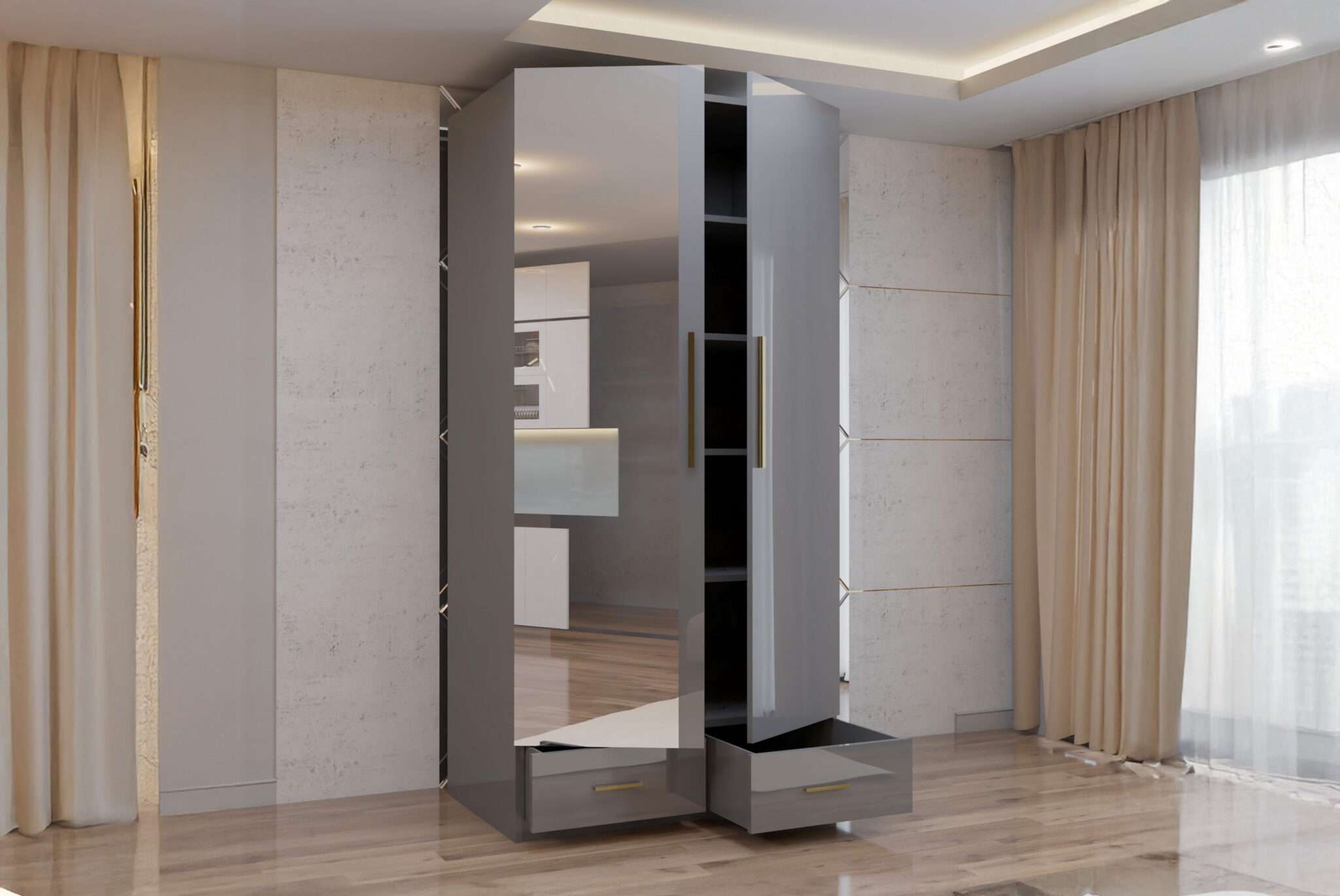 2 Door High Gloss Hinged Wardrobe (2nd Branding MN Wowcher) - Sliding ...