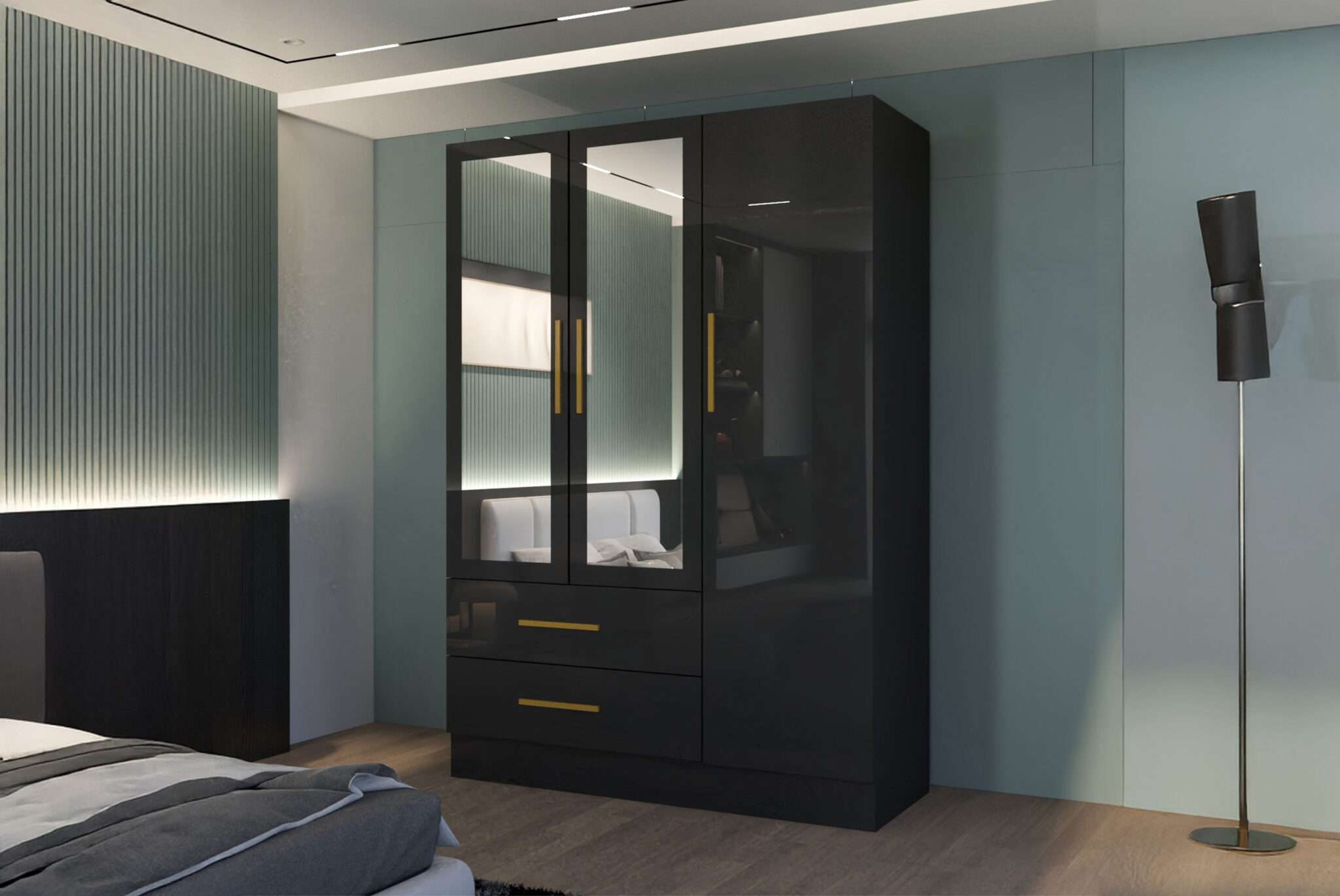 3 Door Hinged High Gloss Wardrobe (Wowcher 2nd Branding) - Sliding ...